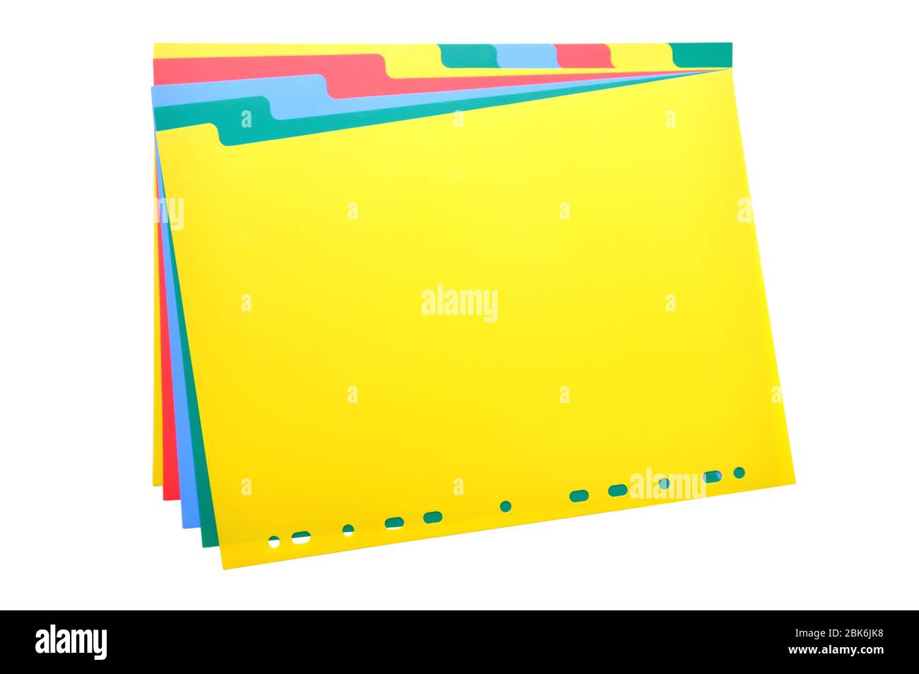 Colorful plastic index sheet on white background Stock Photo - Alamy