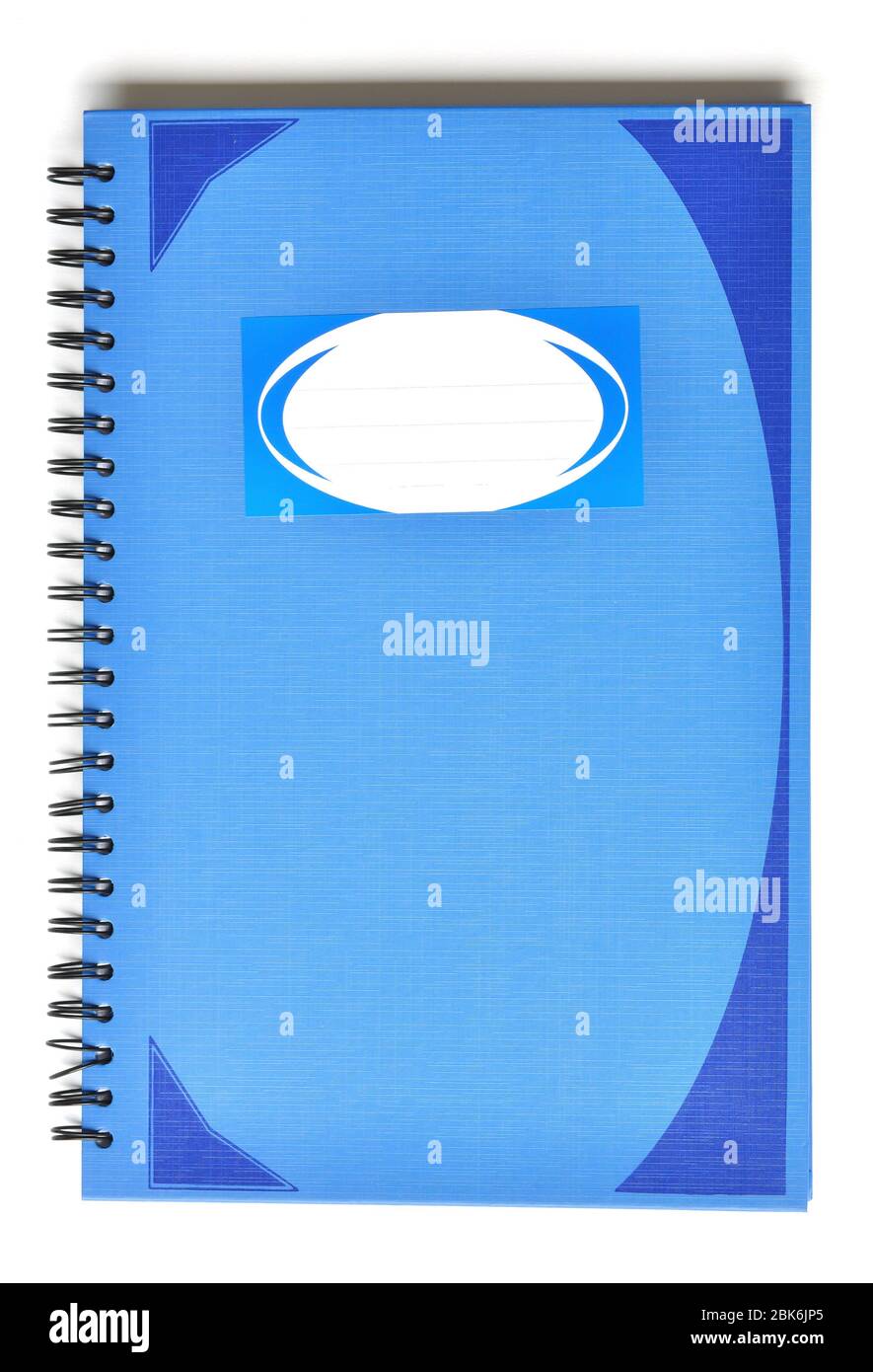 Blue rectangular notebook with name lable on cover Stock Photo - Alamy