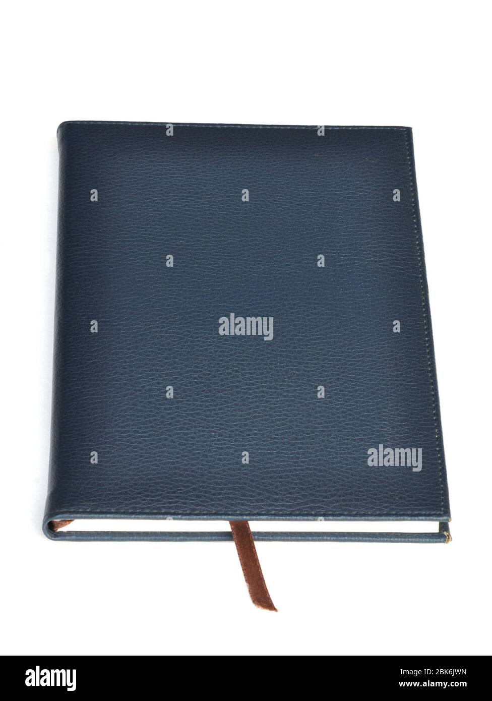 Navy leather notebook on white background Stock Photo - Alamy