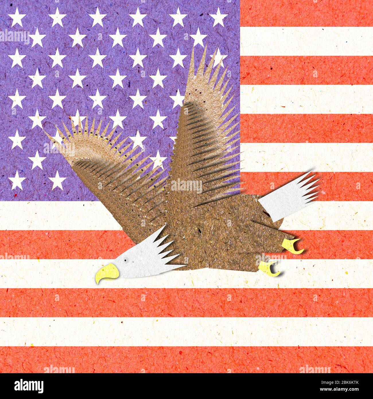Eagle recycle paper craft with America flag for background Stock Photo ...