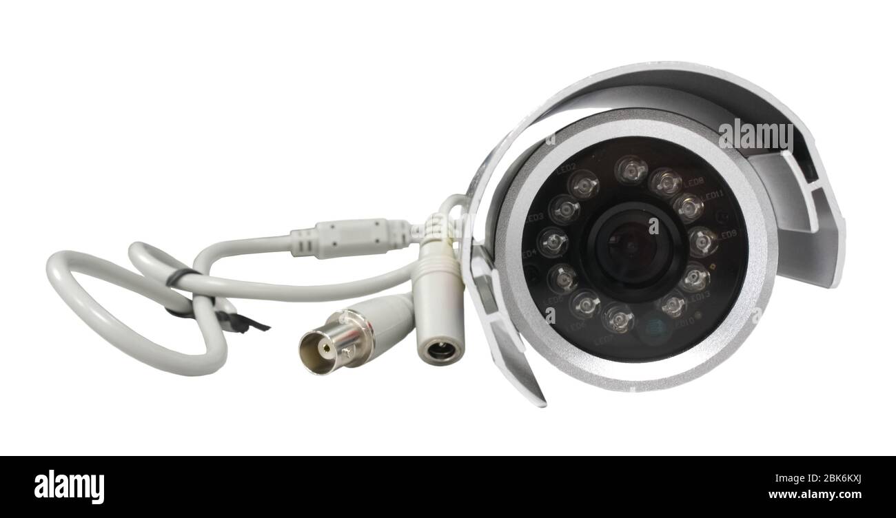 Security camera on white background Stock Photo - Alamy