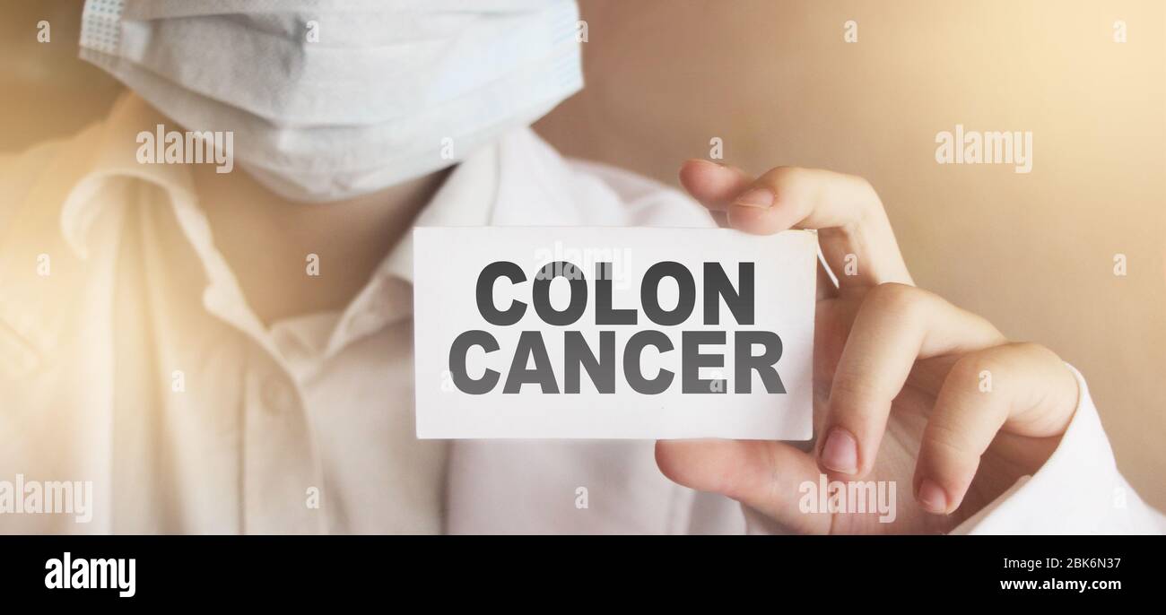 Doctor keeps a card with the name of the diagnosis - colon cancer ...