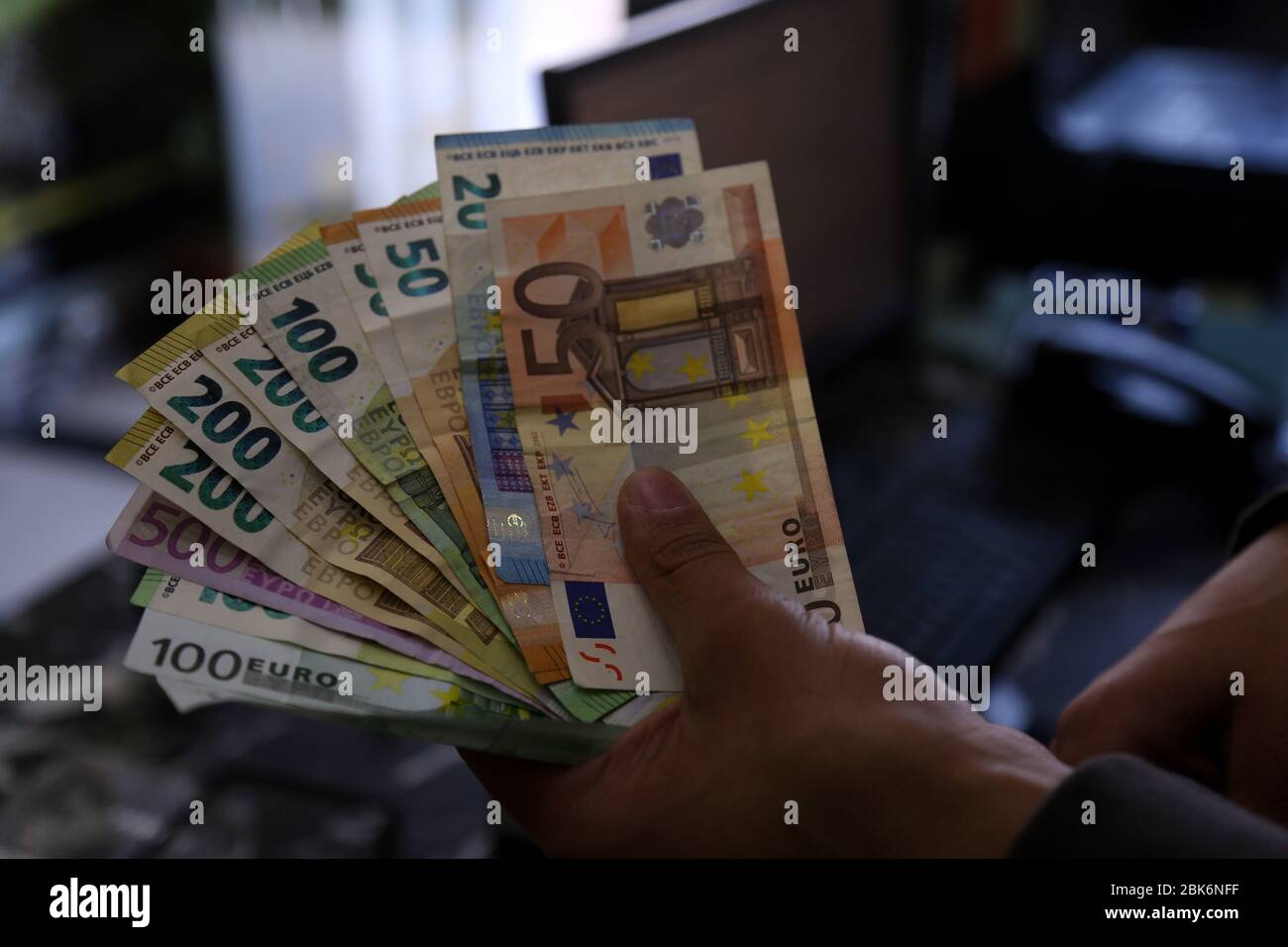 April 25, 2020: Gaza, Palestine. Israeli new shekel banknotes in ...