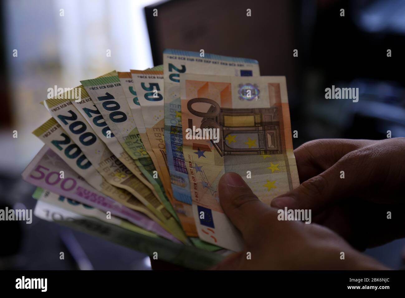 April 25, 2020: Gaza, Palestine. Israeli new shekel banknotes in ...