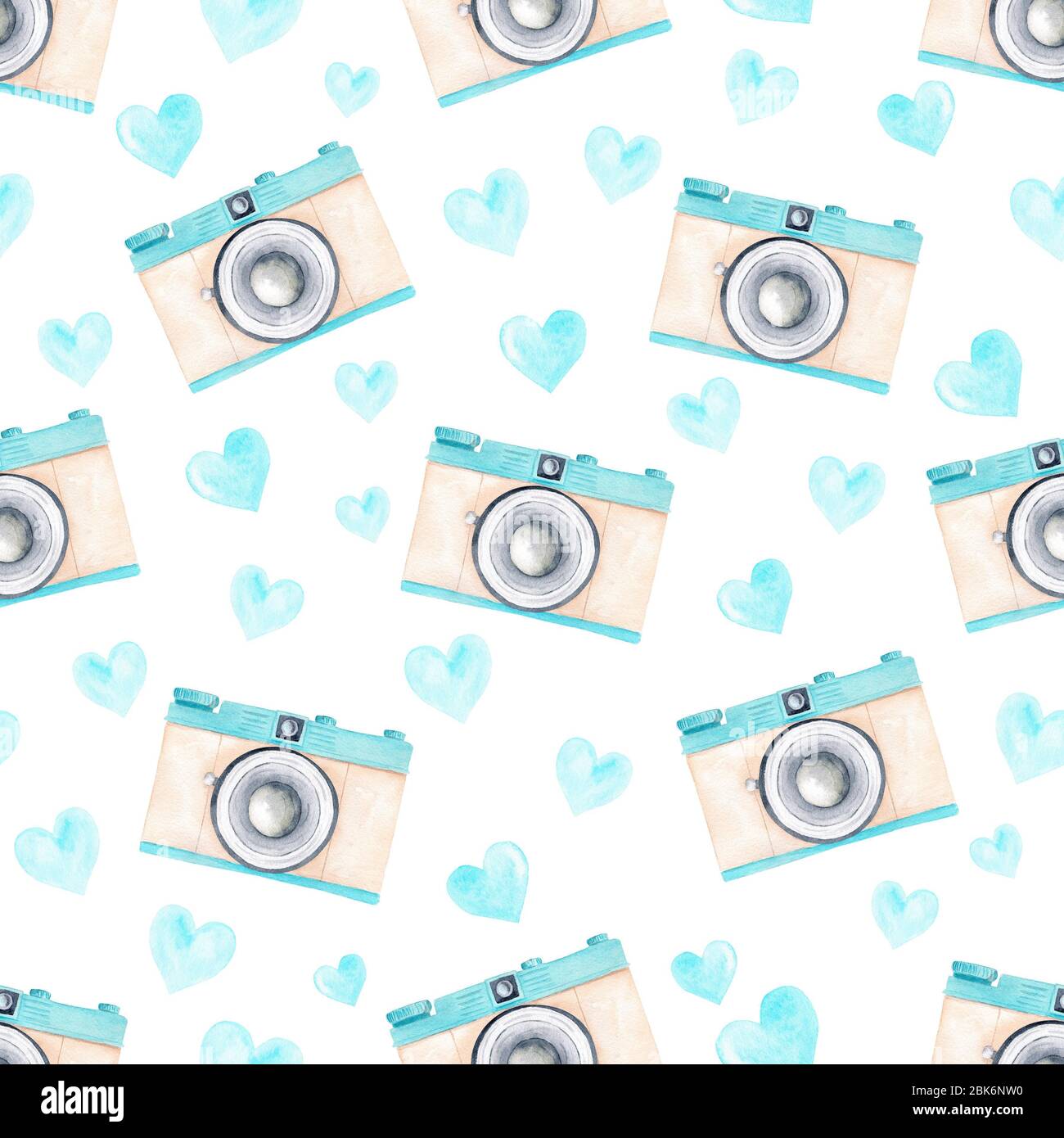 Watercolor pastel pink blue vintage retro camera and heart clipart ...