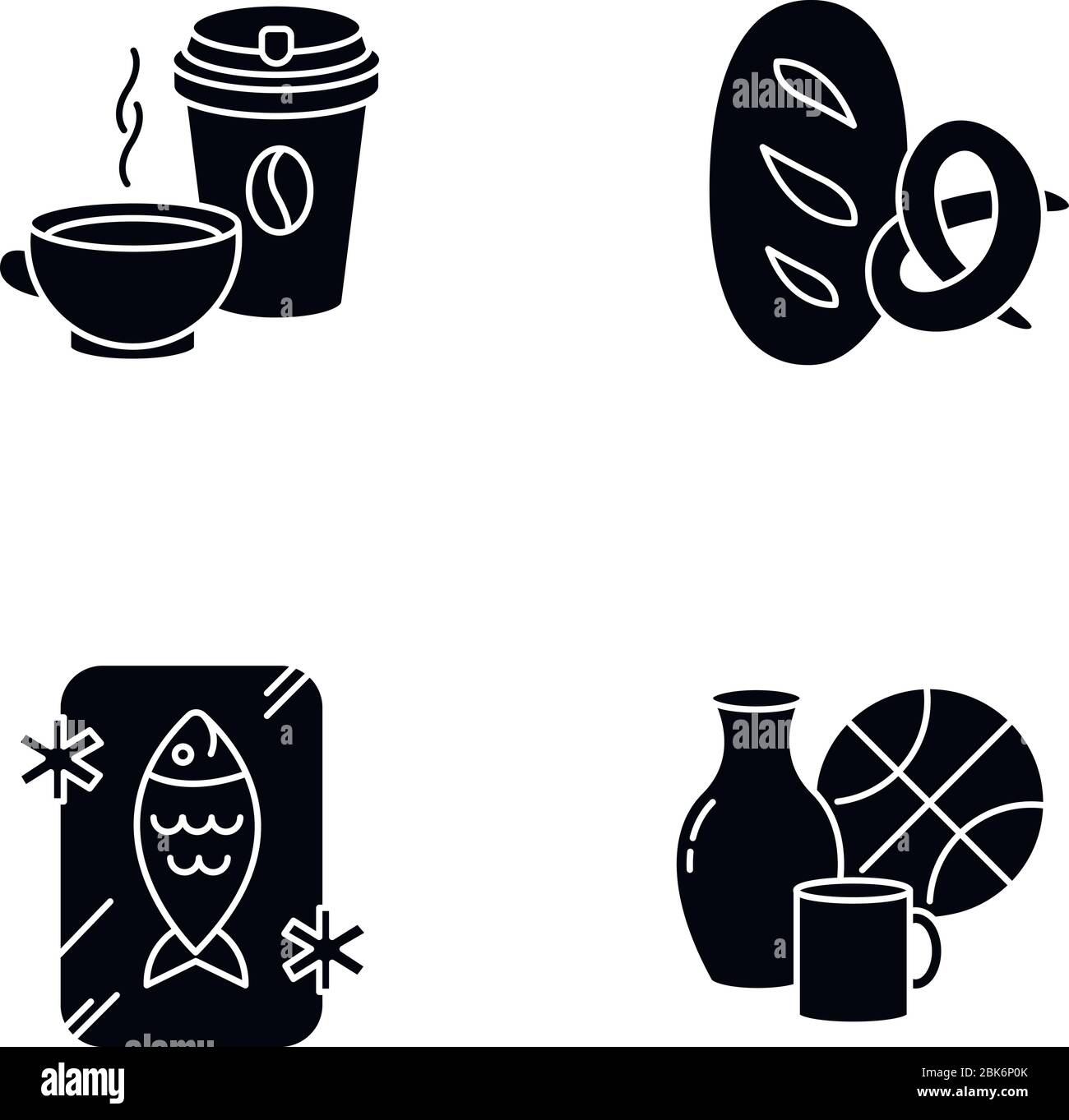 Foods and goods black glyph icons set on white space Stock Vector Image ...