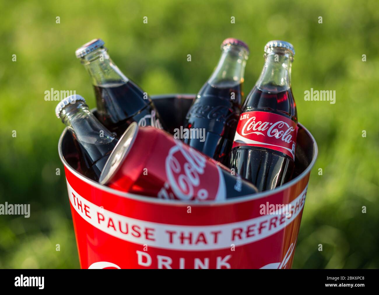 Atlanta USA May 1 2020 Coke bucket full of Coca Cola bottles and cans ...