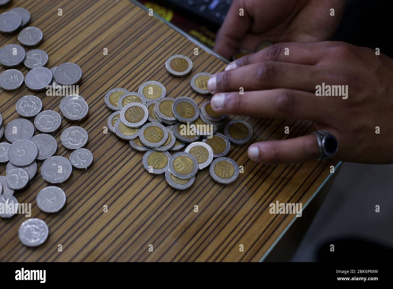 April 25 2020 Gaza Palestine Different Israeli Agorot Coins In The april-25-2020-gaza-palestine-different-israeli-agorot-coins-in-the
