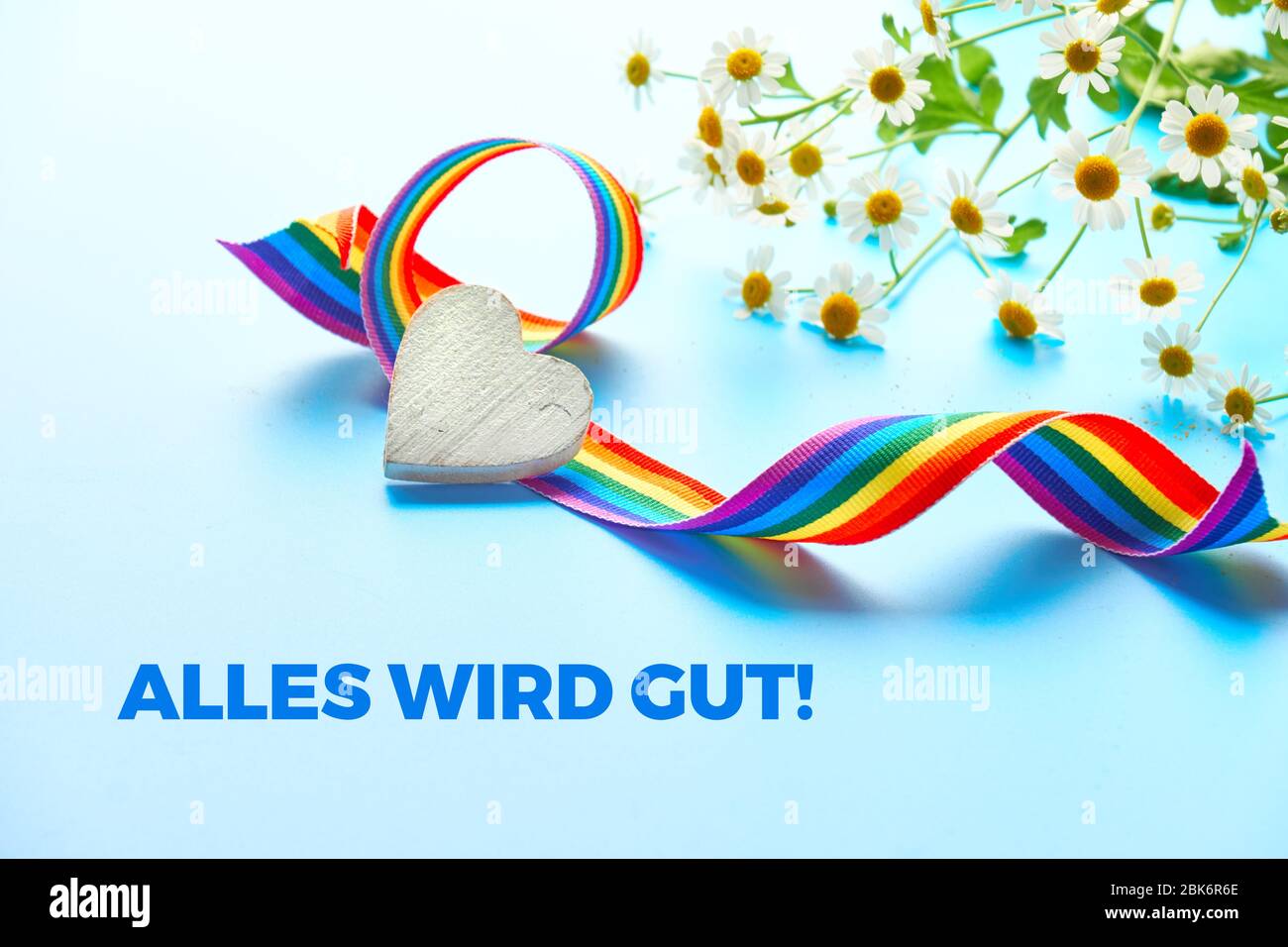 Rainbow text "Alles wird gut" in German means "Everything will be well ...