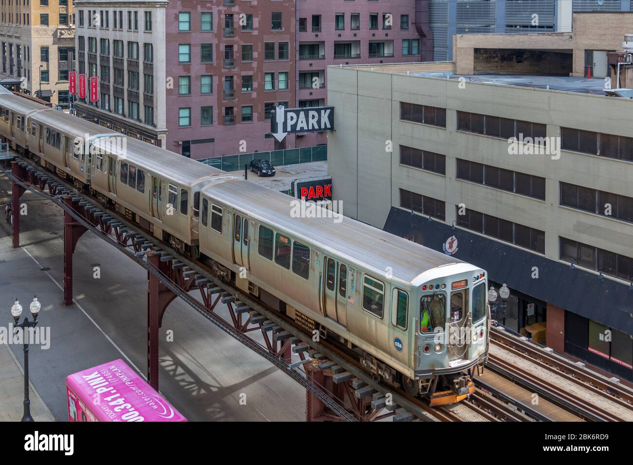 View of Loop Train on North Wabash Avenue, Chicago, Illinois, United ...