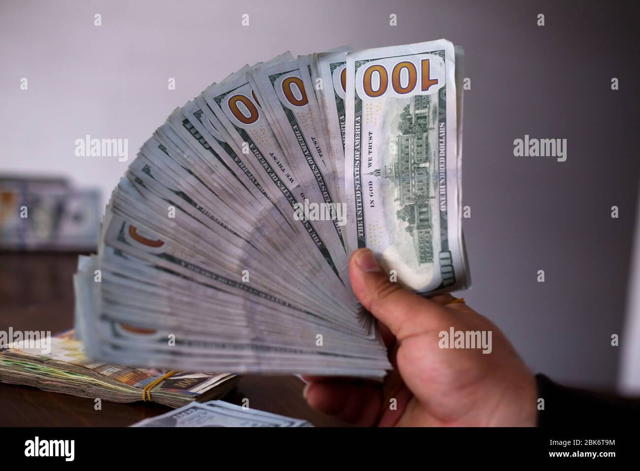 April 25, 2020: Gaza, Palestine. Different denominations of the US ...