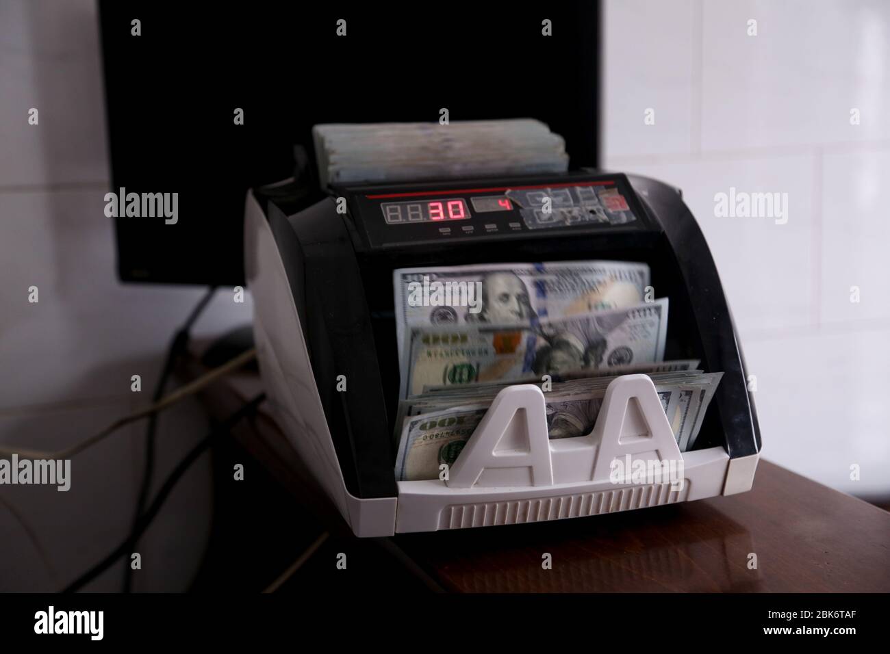 April 25, 2020: Gaza, Palestine. Different denominations of the US ...