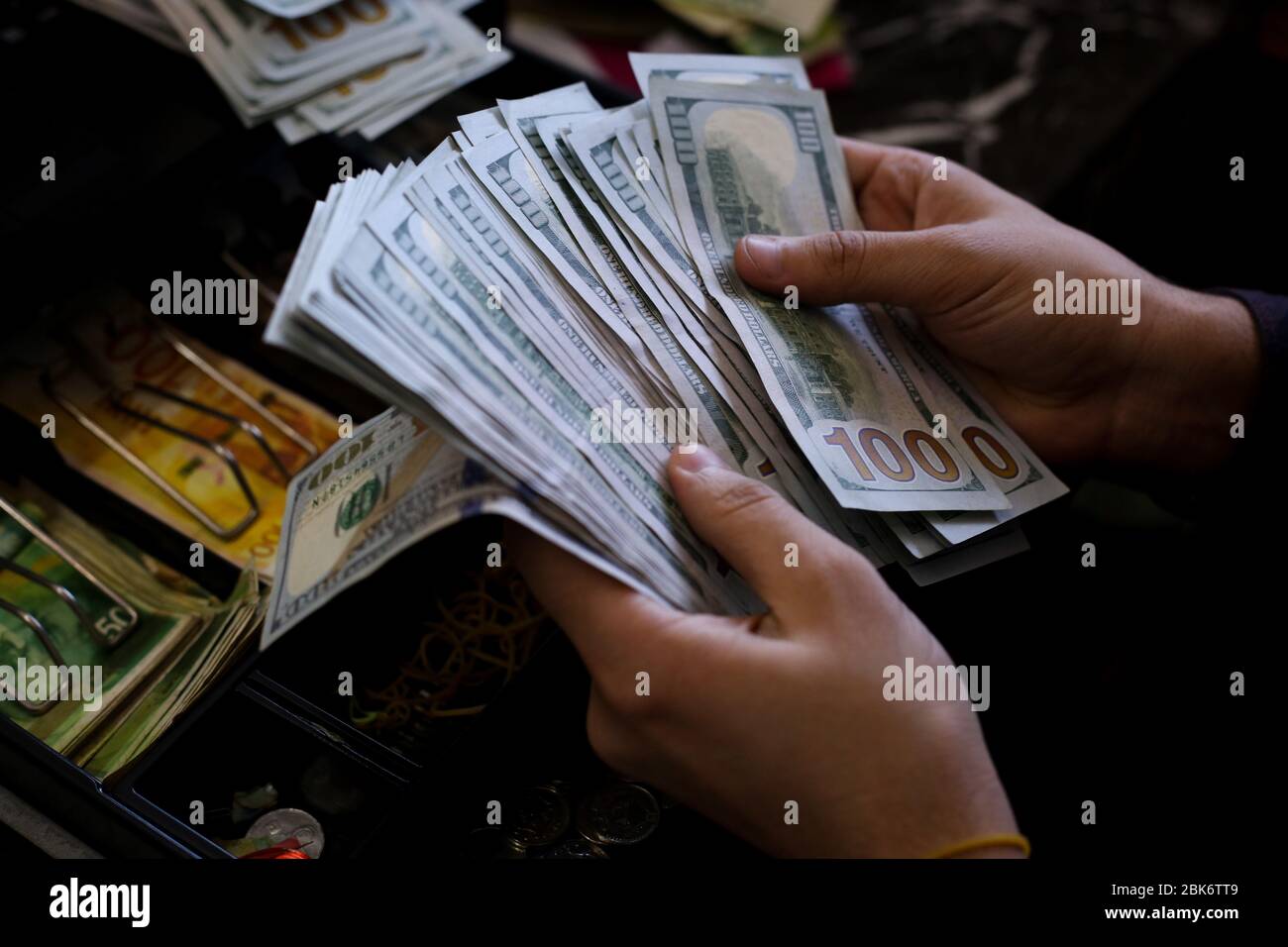 April 25, 2020: Gaza, Palestine. Different denominations of the US ...