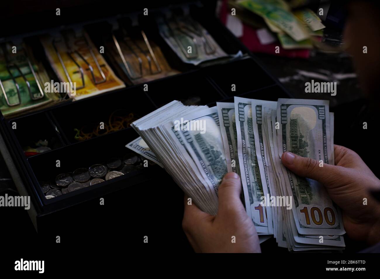 April 25, 2020: Gaza, Palestine. Different denominations of the US ...