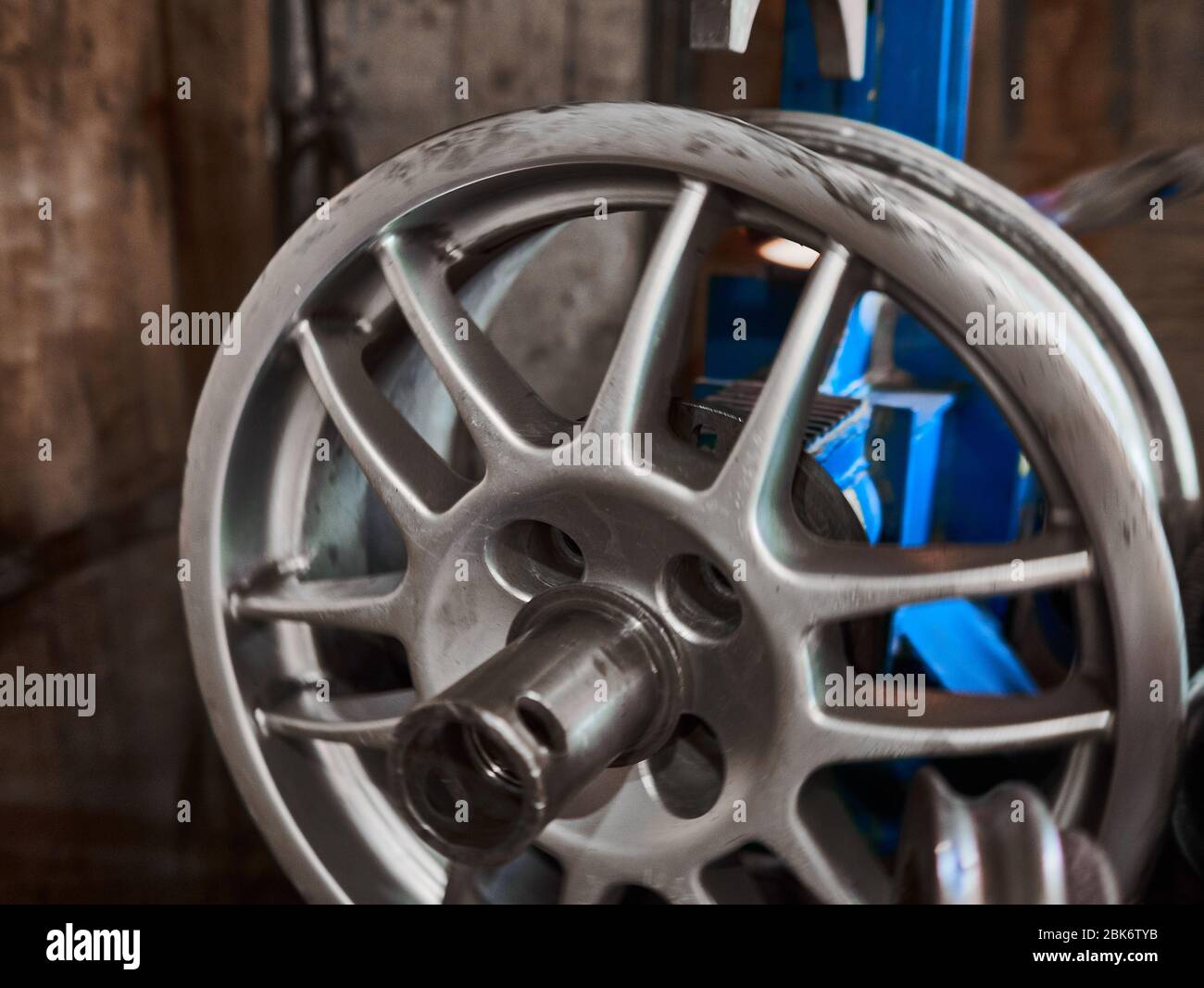 Welding alloy rim. Damaged Alloy wheel repair Stock Photo - Alamy