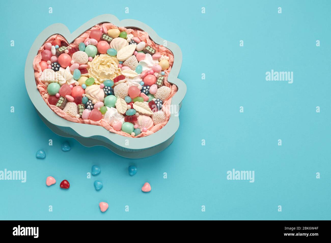 Large box in the shape of a rosebud filled with different delicious ...