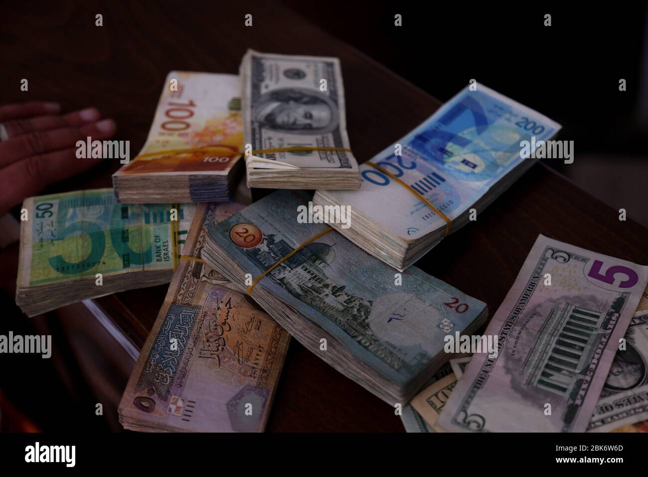 April 25, 2020: Gaza, Palestine. Different denominations of the Israeli ...