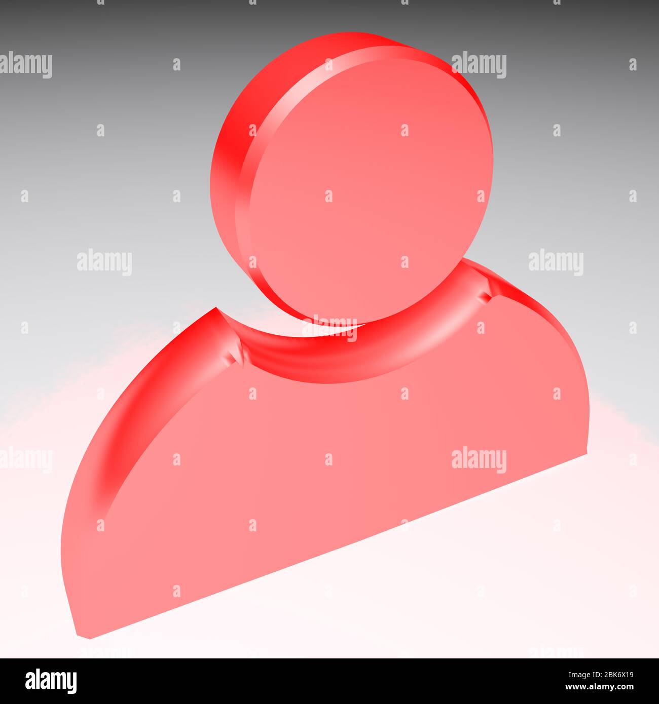 Icon for profile, red on white background - 3D rendering illustration ...