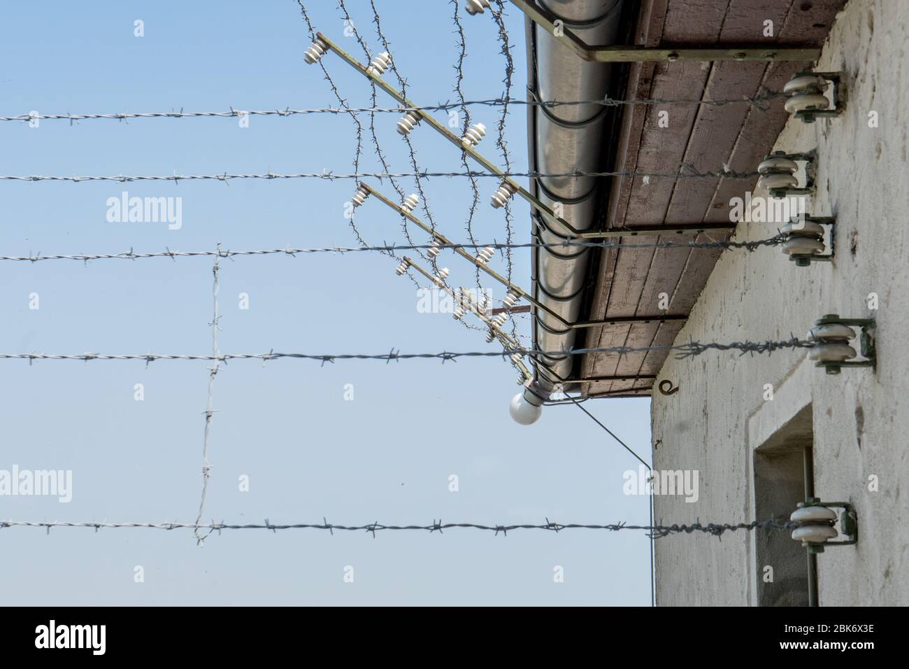 Barbed wire at a former prison Stock Photo - Alamy