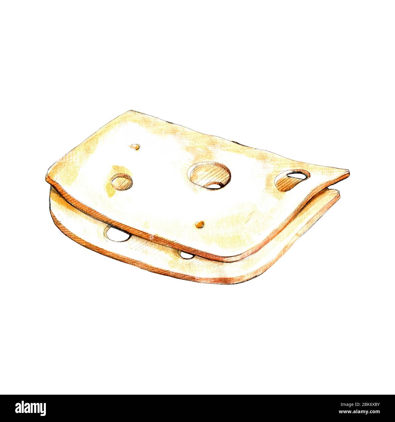 Cheese watercolor illustration on white background Stock Photo - Alamy