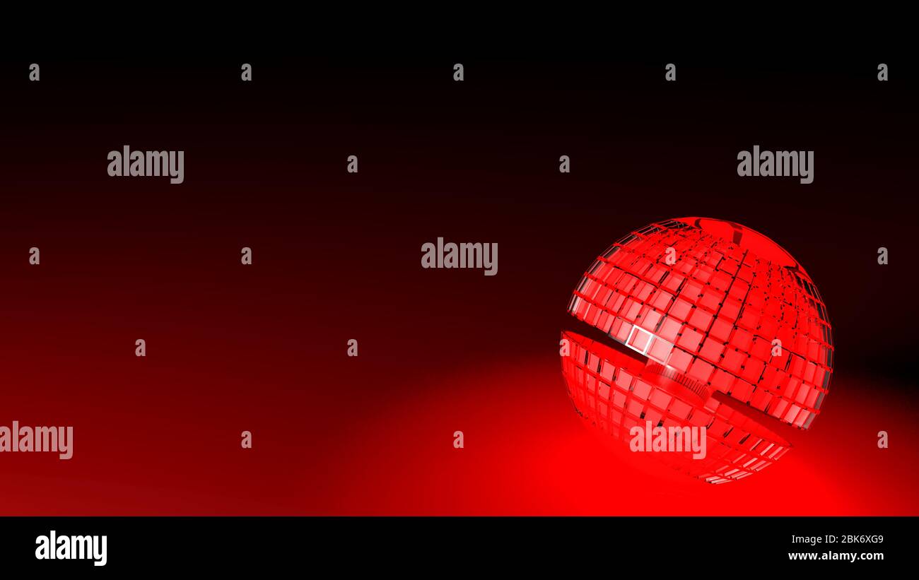Hot red lighting sphere on black background - 3D rendering illustration ...