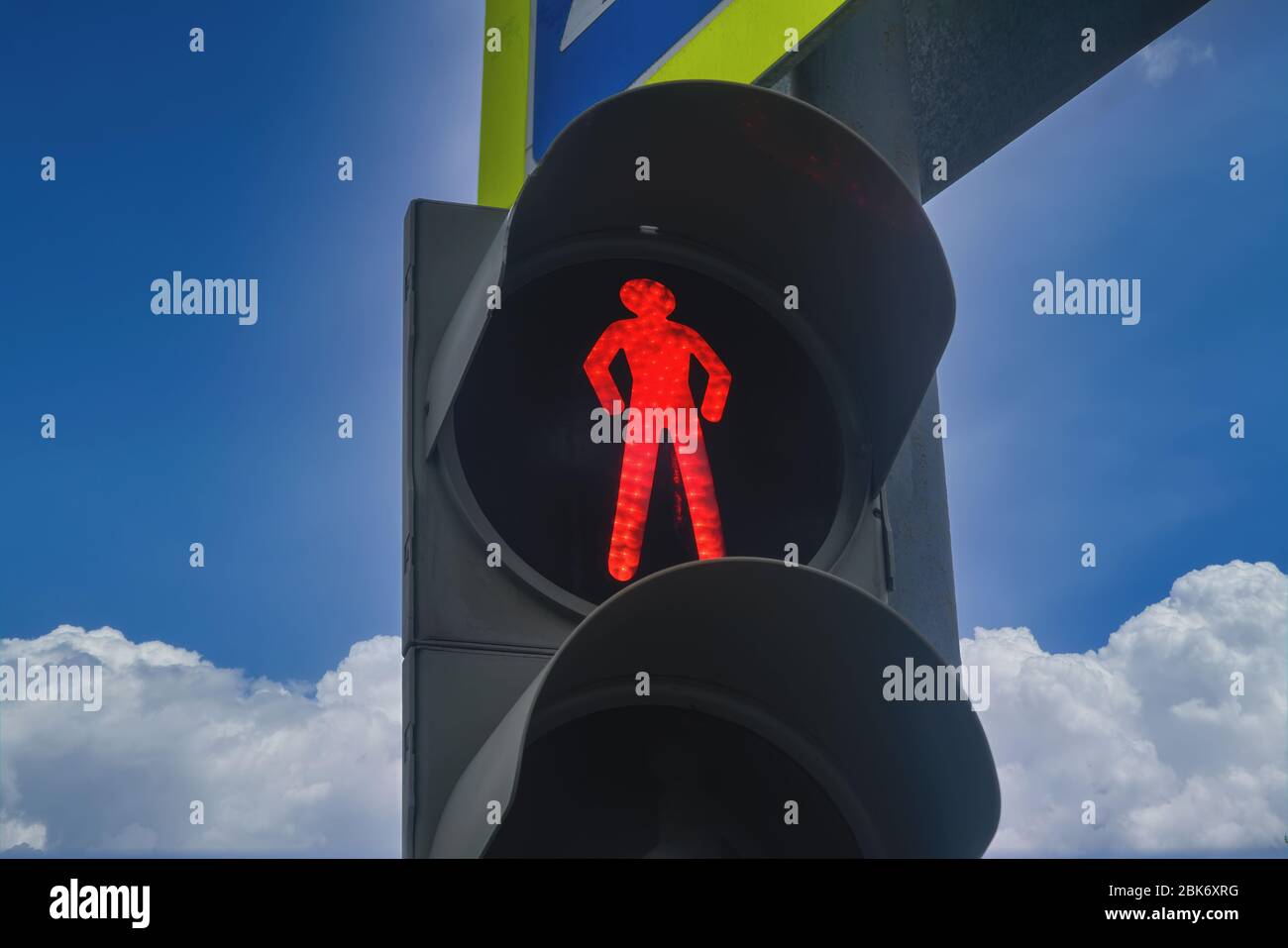 Traffic light with a burning red signal. Traffic light with a burning ...