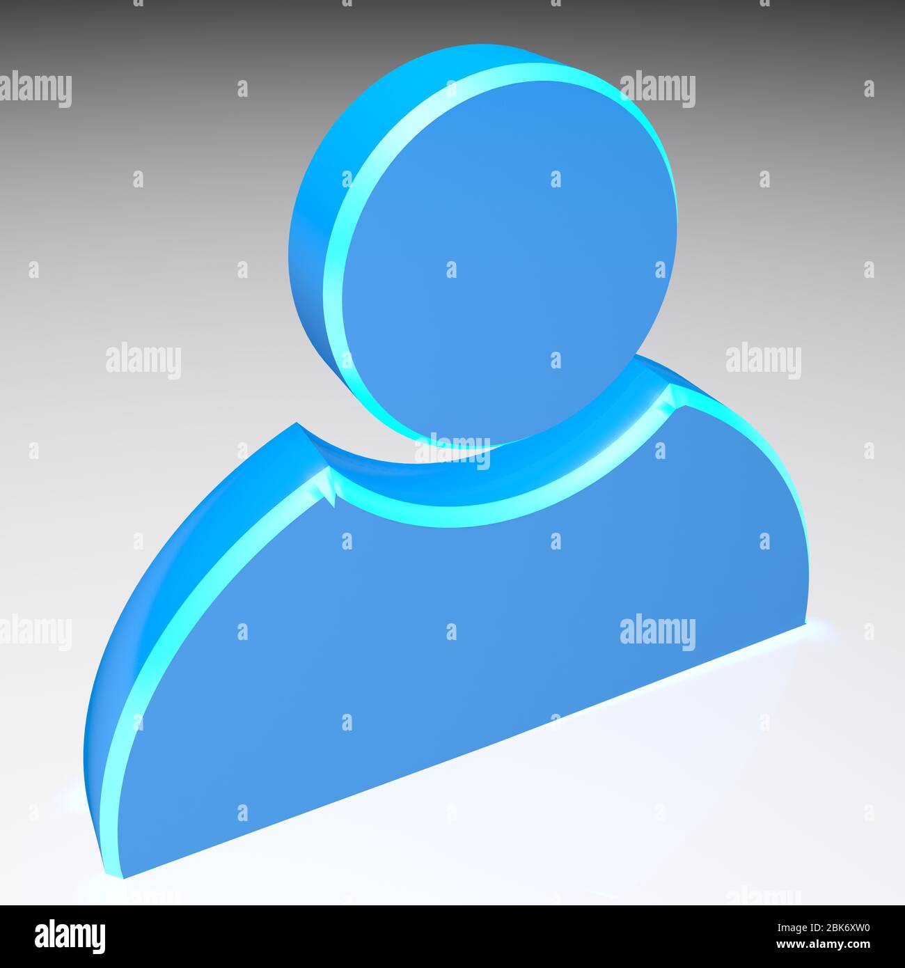 Icon for profile, blue on white background - 3D rendering illustration ...