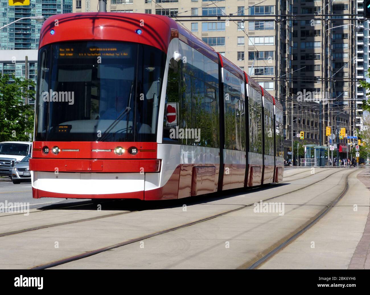 Toronto Harbourfront urban street scene. concrete and glass condominium ...