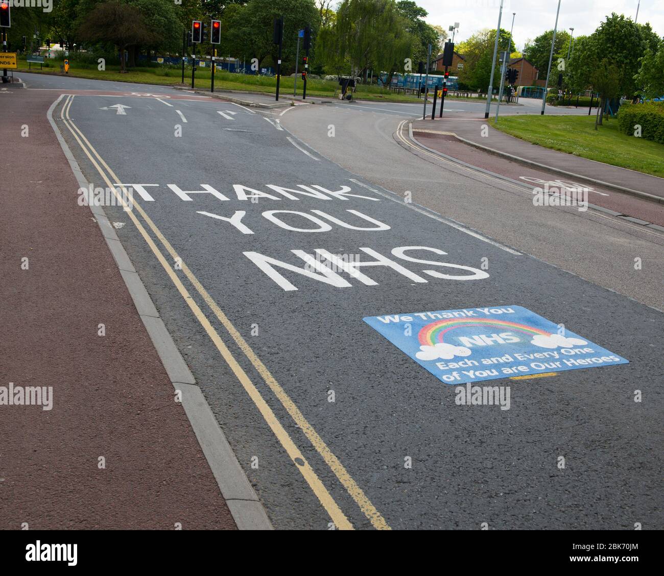 Cambridge, uk, 02-05-2020, Local road leading to Addenbrookes NHS ...
