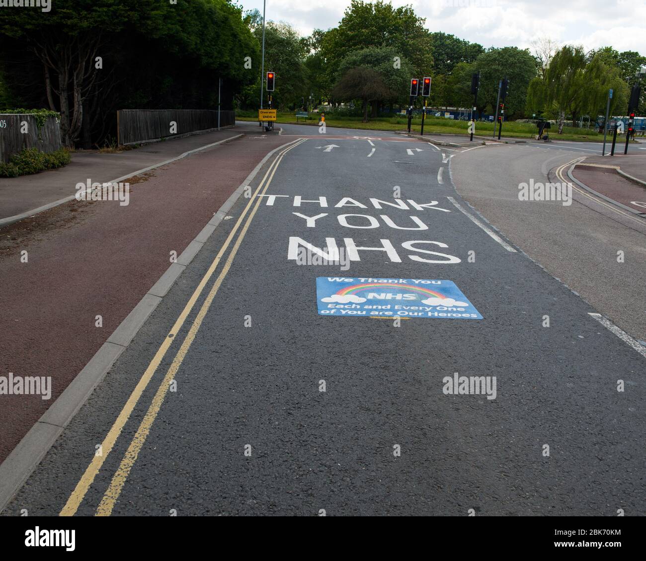 Cambridge, uk, 02-05-2020, Local road leading to Addenbrookes NHS ...