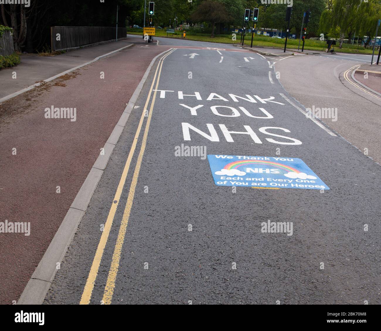 Cambridge, uk, 02-05-2020, Local road leading to Addenbrookes NHS ...