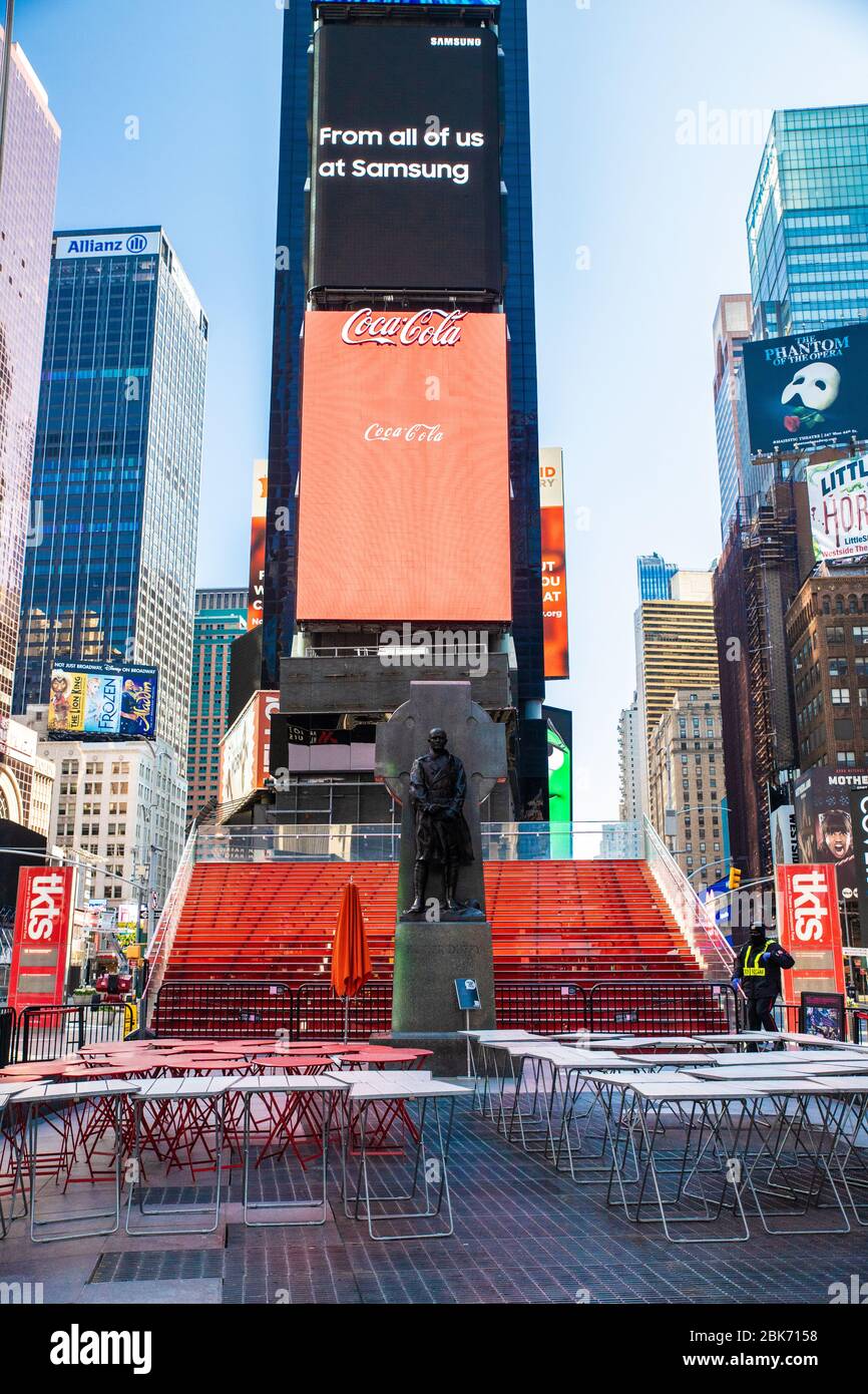 NEW YORK CITY - APRIL 19, 2020: View of empty street in Times Square ...