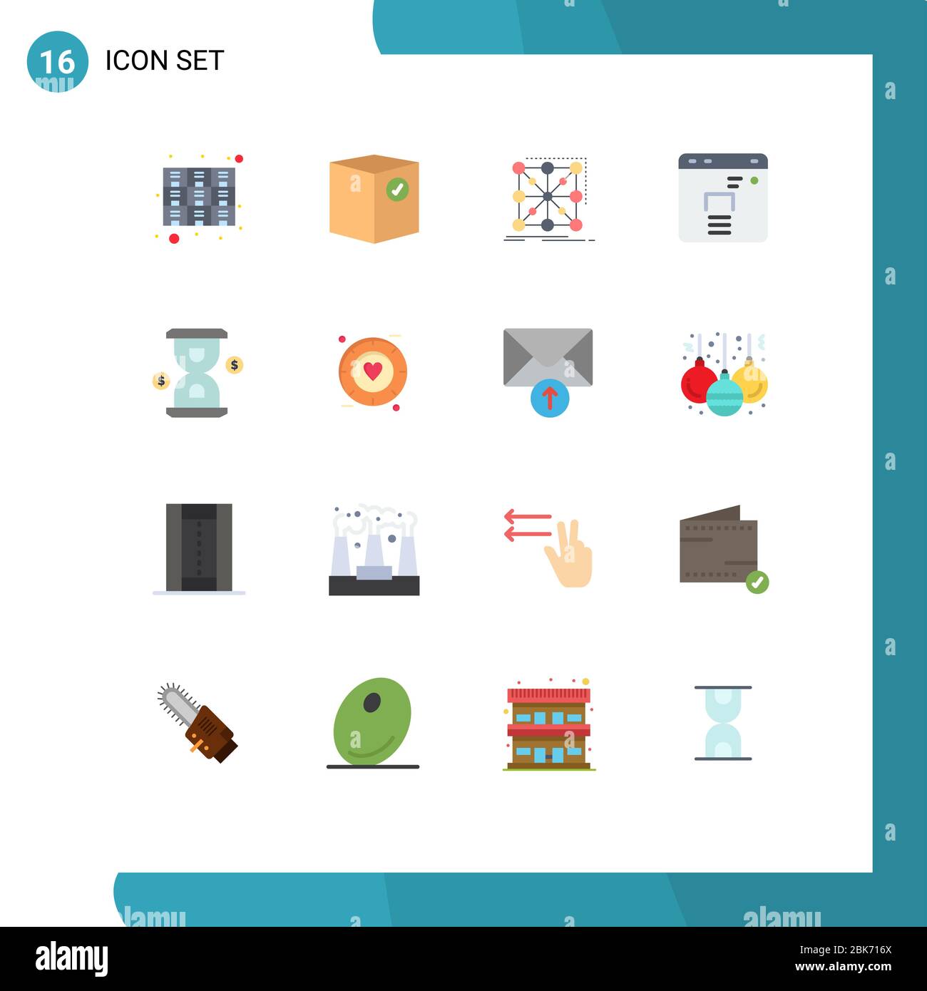 Set of 16 Modern UI Icons Symbols Signs for marketing, business, e ...