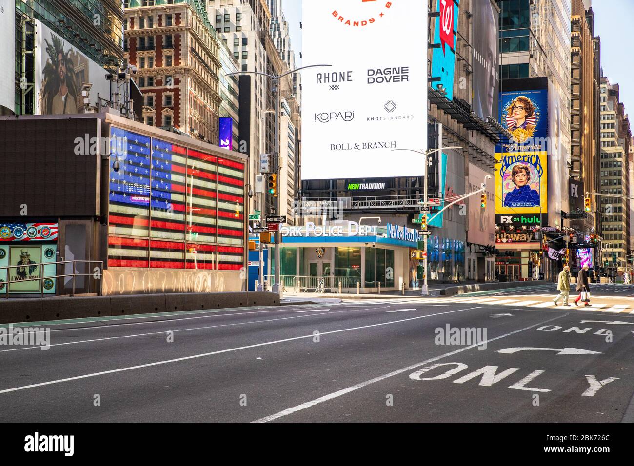 NEW YORK CITY - APRIL 19, 2020: View of empty street in Times Square ...