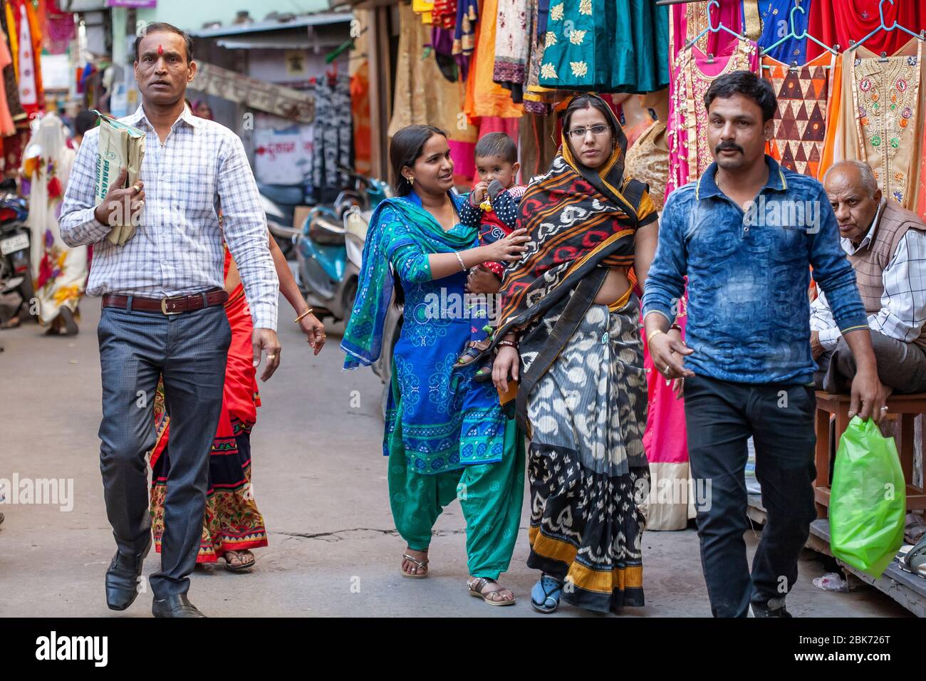 Udaipur city in India, February 8, 2018: People walking in Udaipur ...