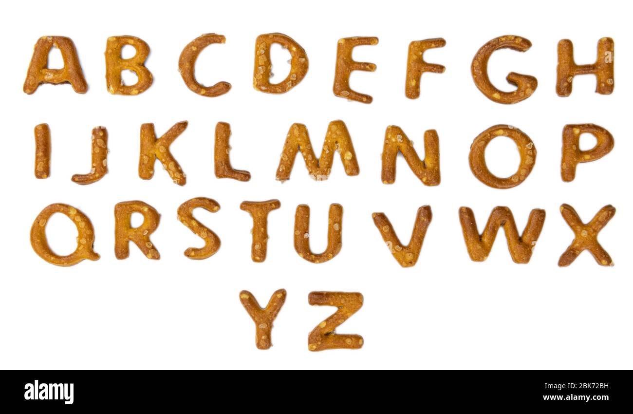 Pretzel Alphabet isolated on white background (close up shot Stock ...