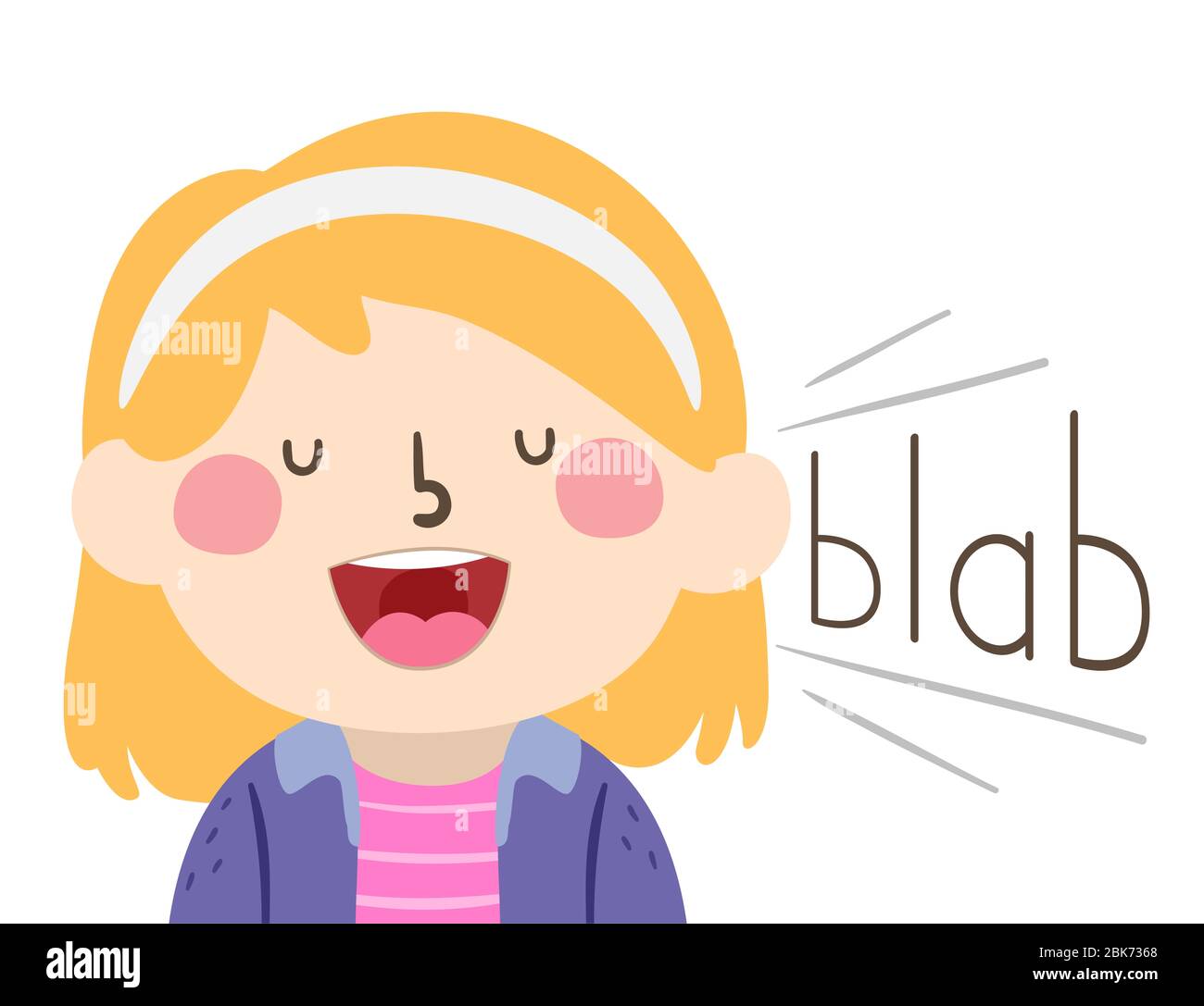 Illustration of a Kid Girl Blabbing and Saying Things with Blab Sound ...