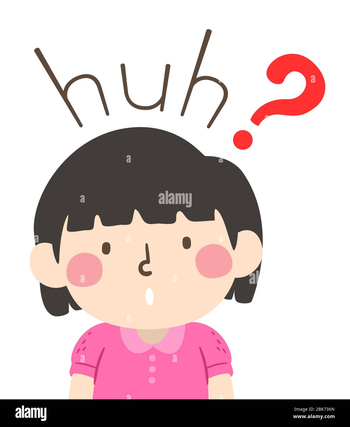 Illustration of a Confused Kid Saying Huh with Question Mark Stock ...