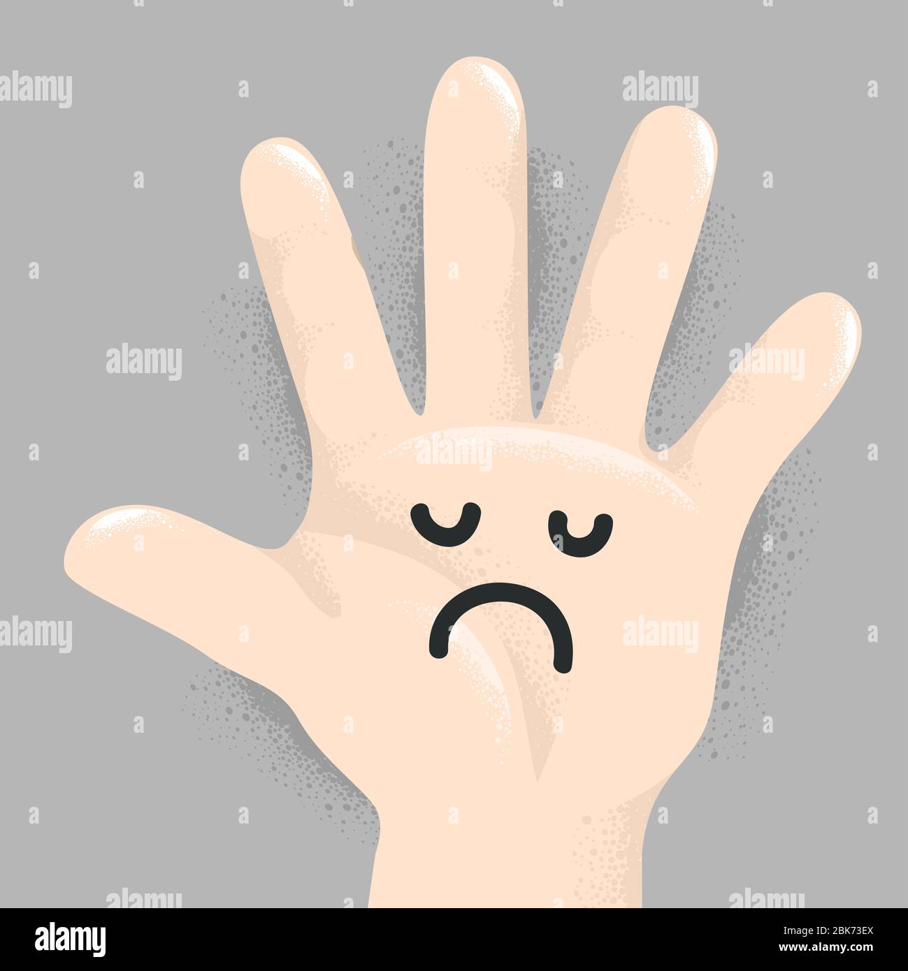 Illustration of a Hand of a Kid Showing a Sad Emoticon Doodle on Palm ...