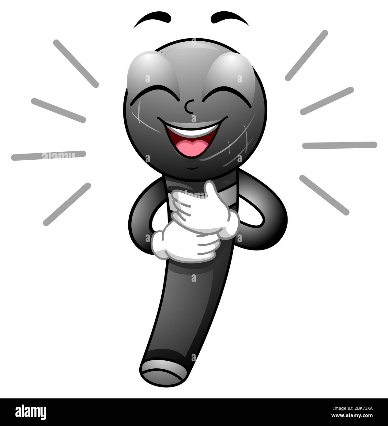 Illustration of a Microphone Mascot Laughing and Holding Self. Stand Up ...