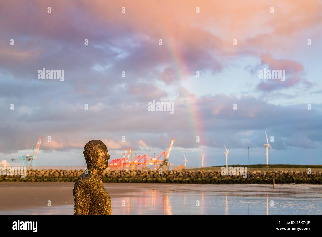 Iron Man seen on the beach at Crosby near Liverpool in May 2020 Stock ...