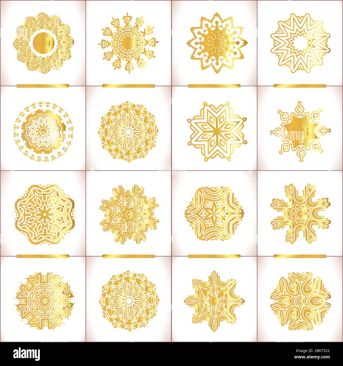 Vector gold design elements. Golden circular ornaments in oriental ...