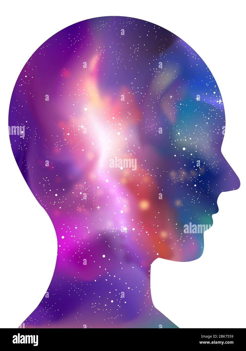 Illustration of a Head Profile with Galaxy Design eps10 Stock Photo - Alamy