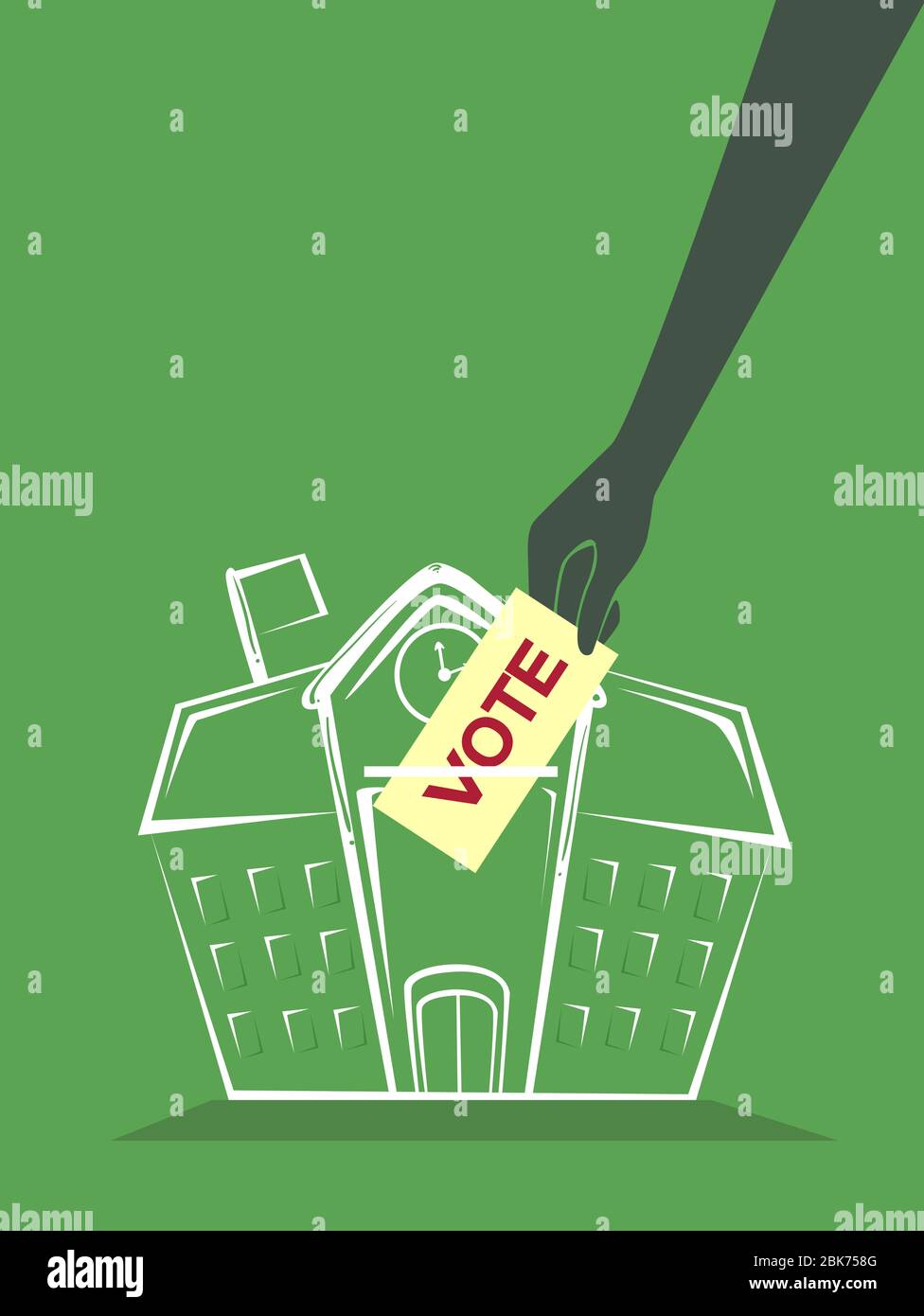 Illustration of a Hand Inserting Its Vote Inside a Ballot Box Shaped as ...