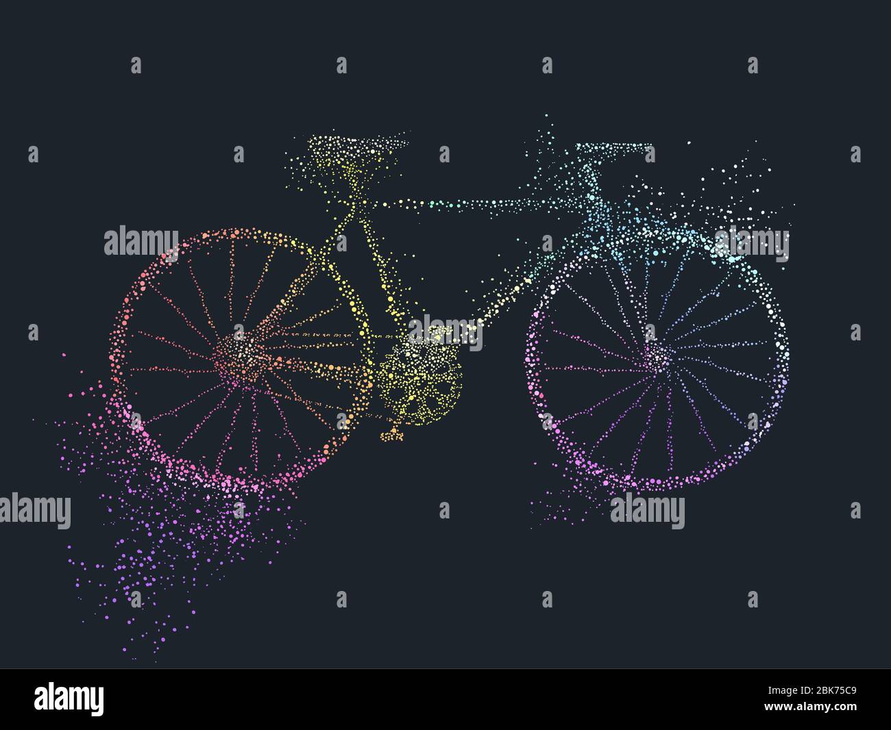 Pointillism Illustration of a Rainbow Colored Bicycle Stock Photo - Alamy