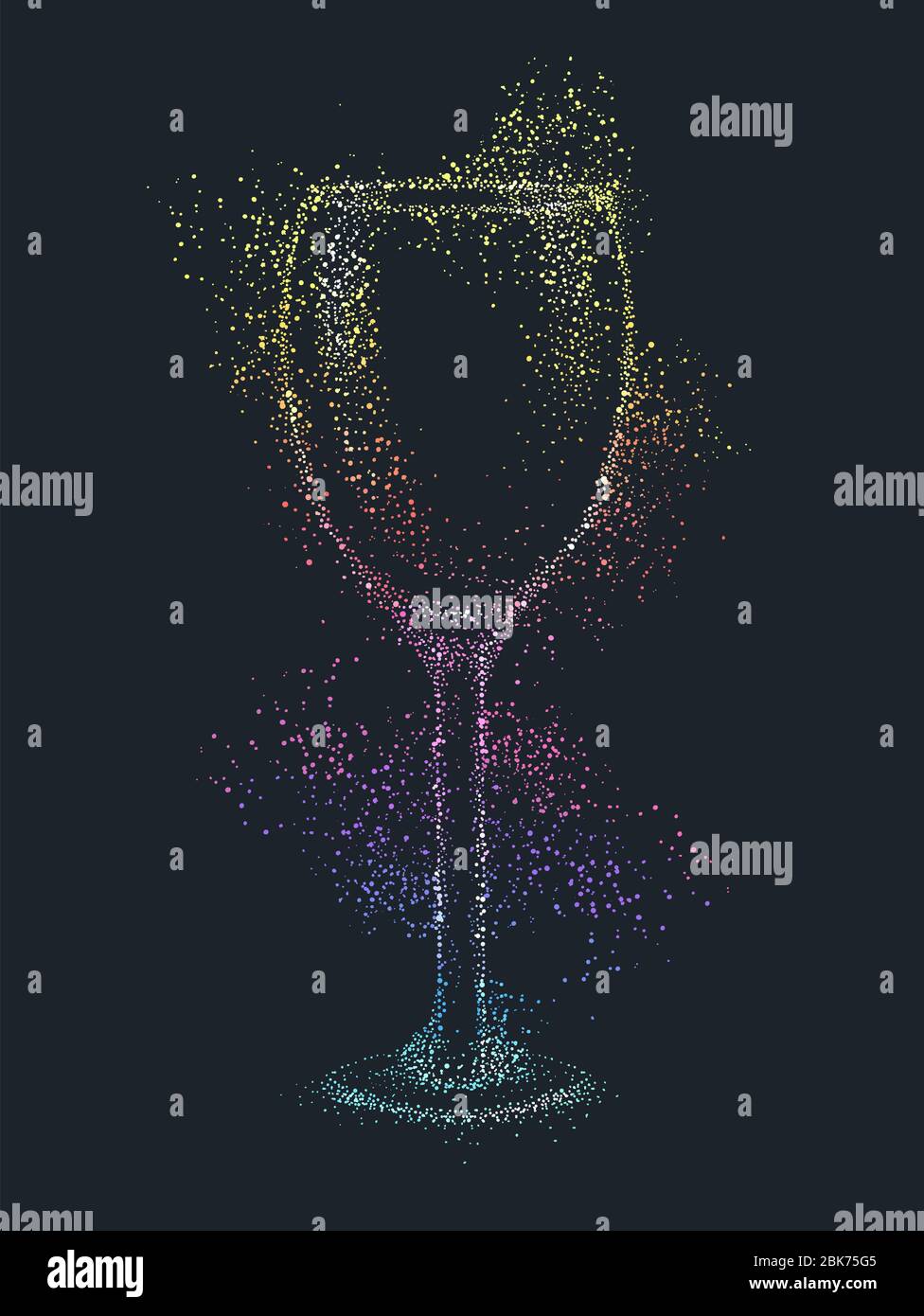 Pointillism Illustration of a Rainbow Colored Wine Glass Stock Photo ...