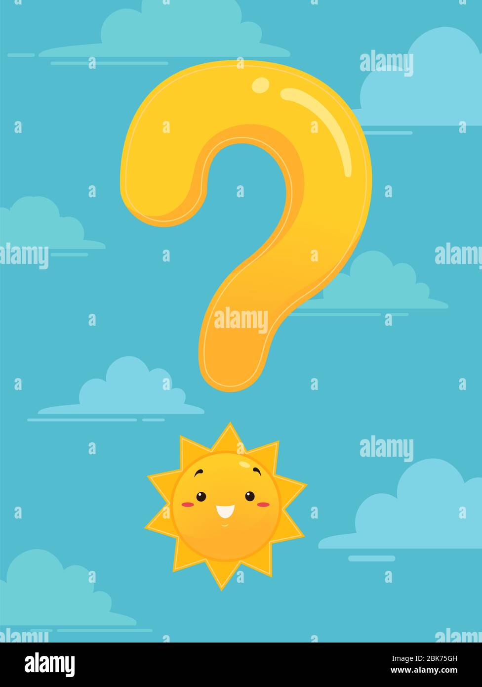 Illustration of a Sun Mascot as a Dot in a Question Mark in the Sky ...