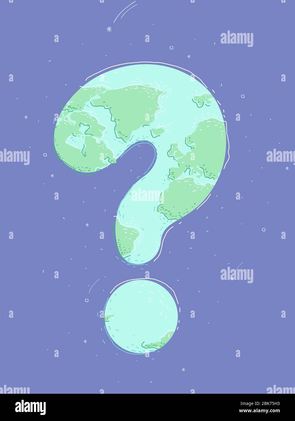 Illustration of the Earth Shaped as a Question Mark Stock Photo - Alamy