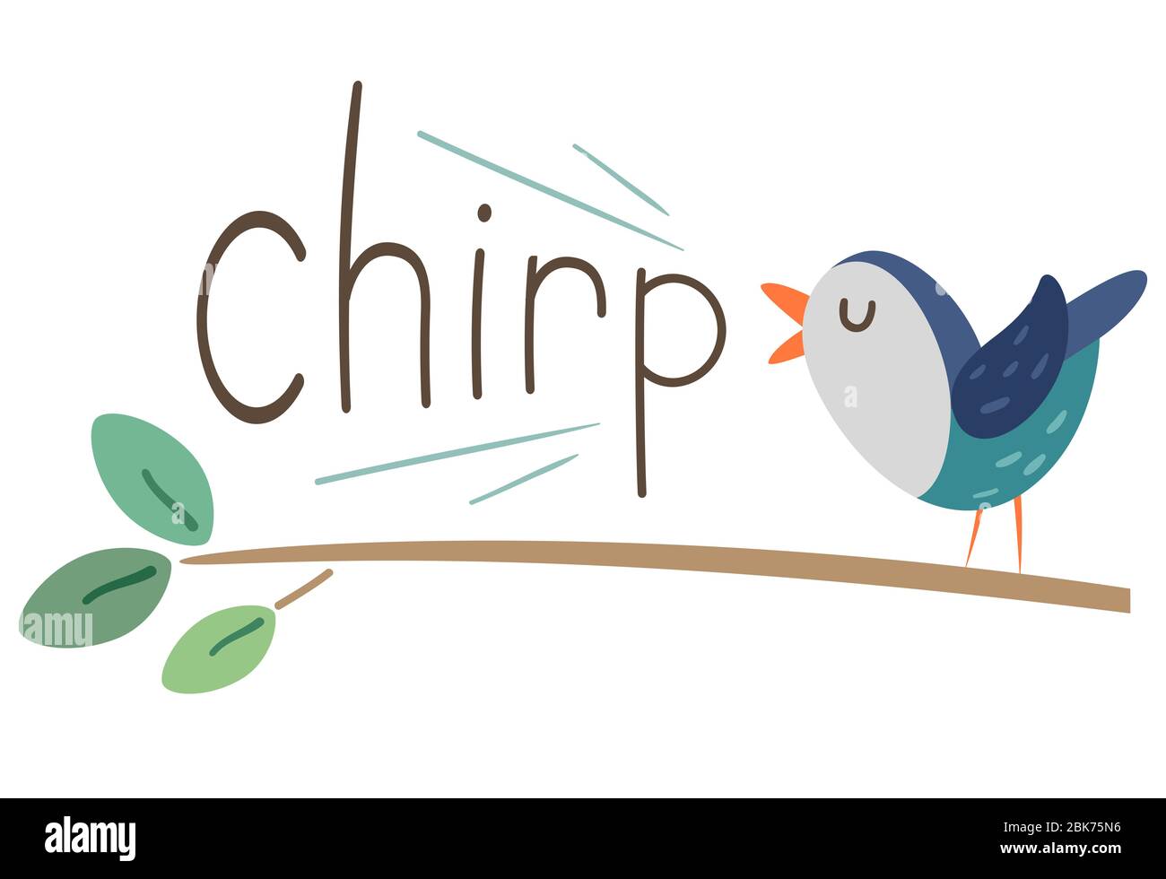 Illustration of a Bird on a Branch Making a Chirping Sound Stock Photo ...