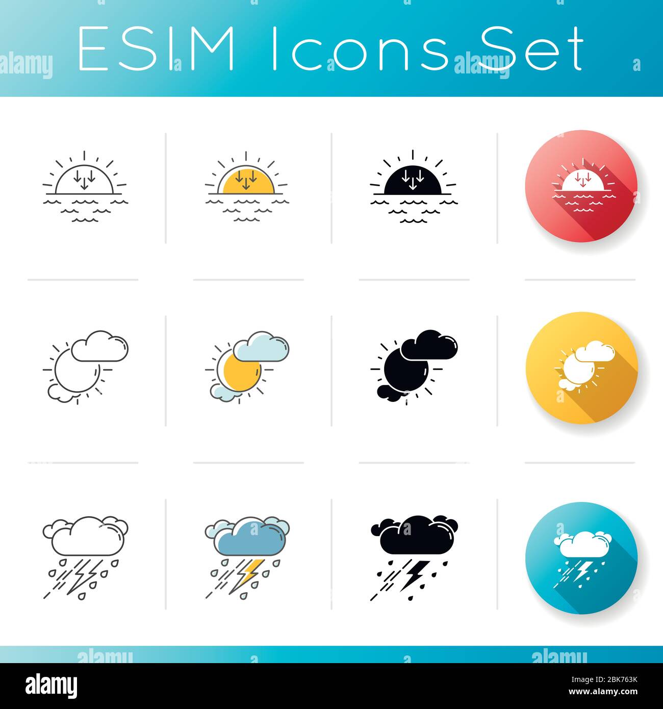Evening weather icons set Stock Vector Image & Art - Alamy